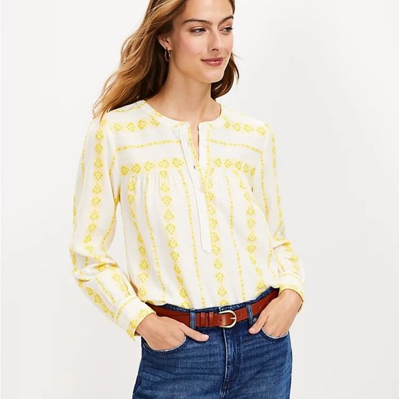 LOFT | Tops | Loft Nwt White And Yellow Floral Blouse | Poshmark